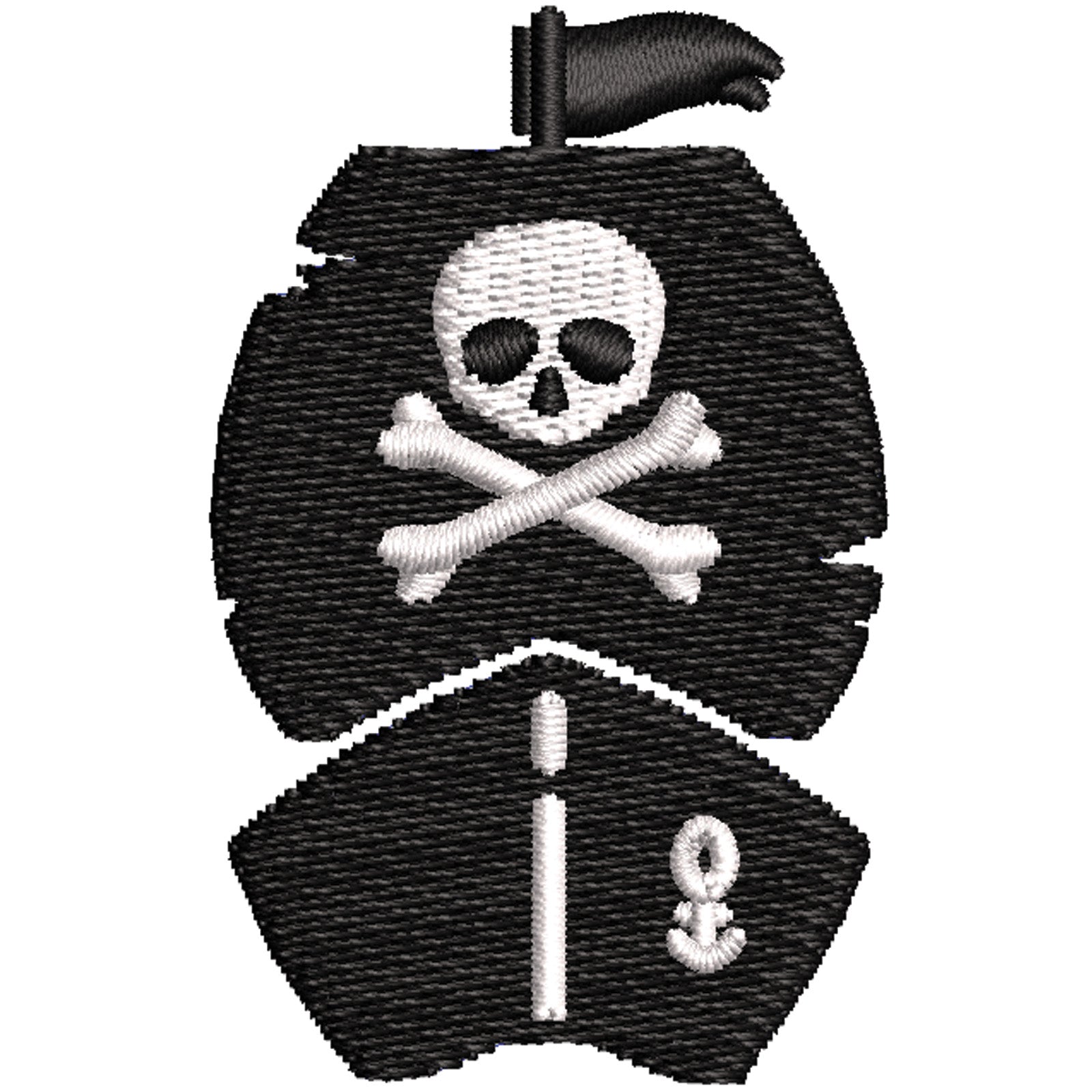 Crossbone Ship | Symbol Digitized Embroidery Design | e4Hats – e4Hats.com
