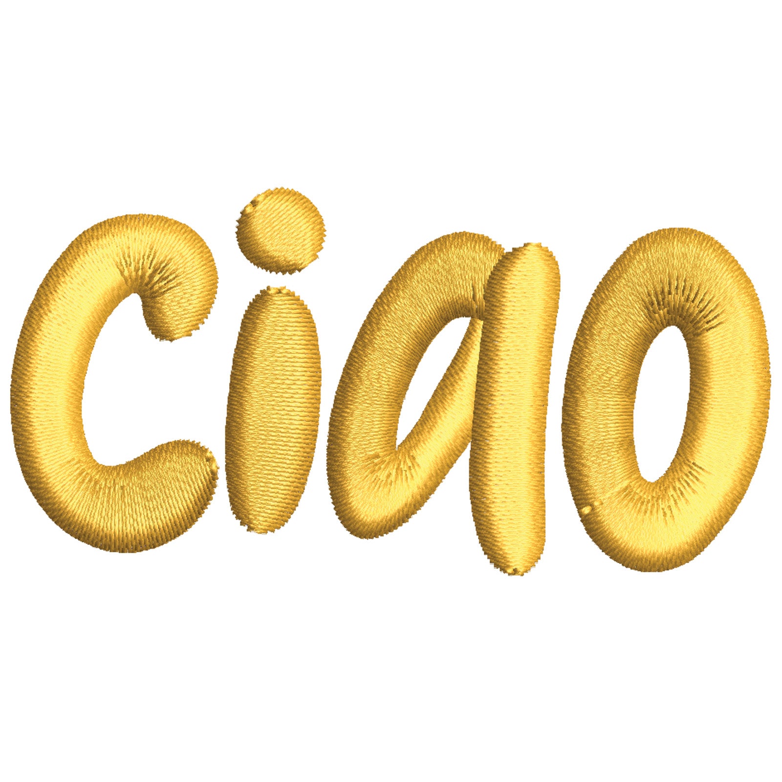 Ciao | Word Digitized Embroidery Design | e4Hats – e4Hats.com