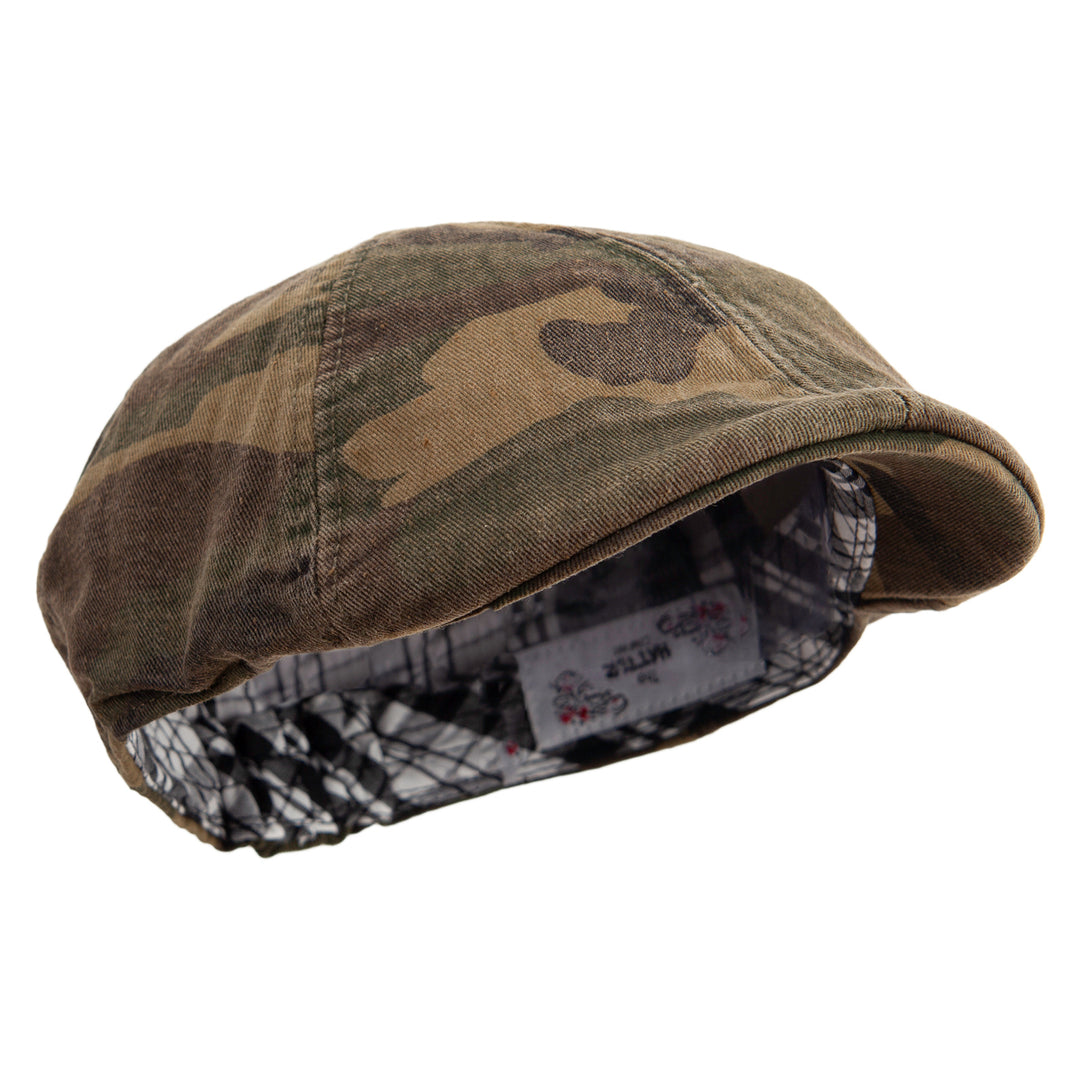 Washed Camo Ivy Cap with Elastic Band | Ivy/Ascot Hat | e4Hats – e4Hats.com