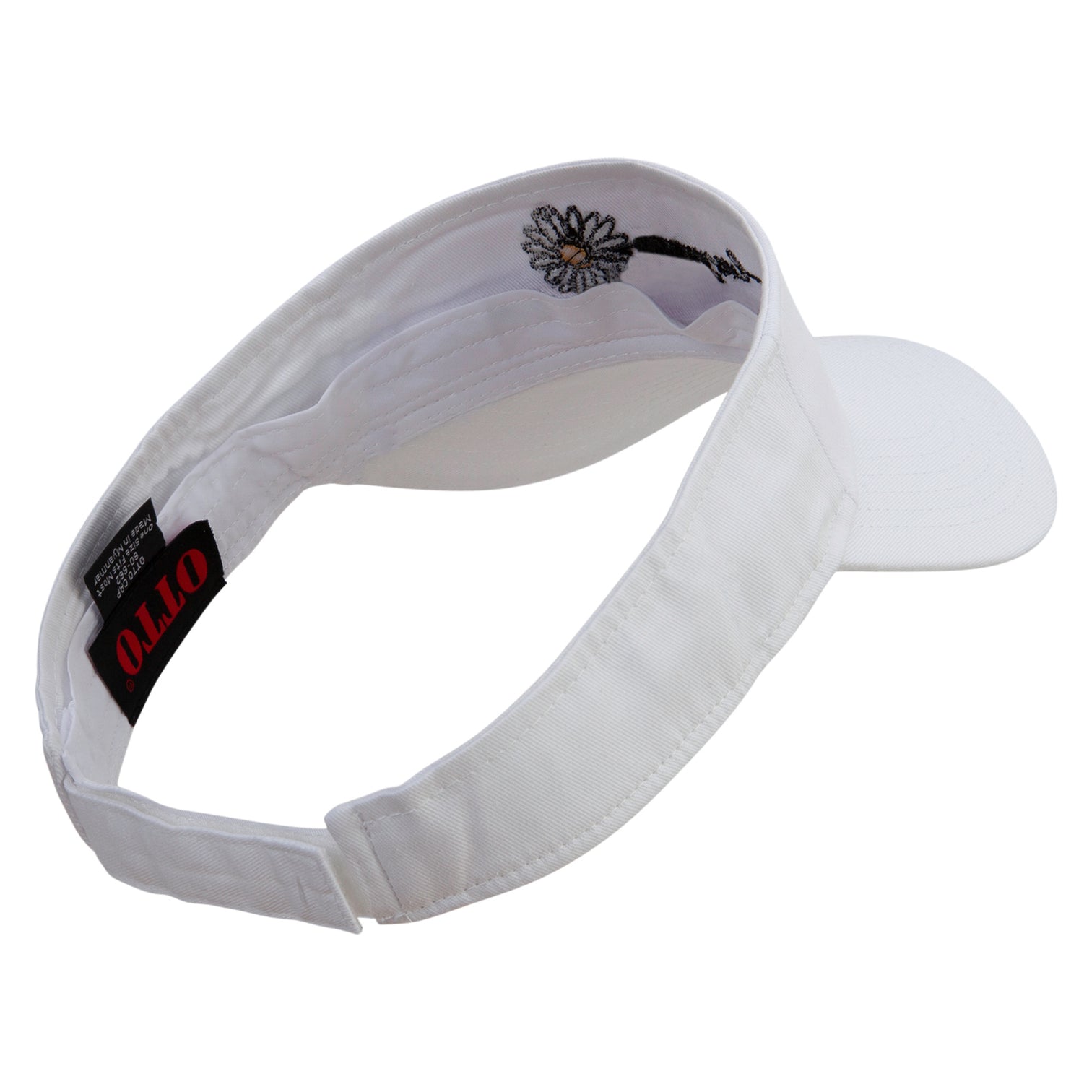 Love Your Self Daisy Embroidered Cotton Twill Sun Visor | Phrase ...