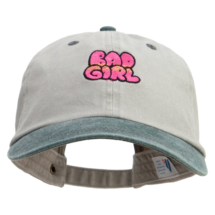 Bad Girl Embroidered Pigment Dyed Wash Cap | Phrase Designed | e4Hats ...