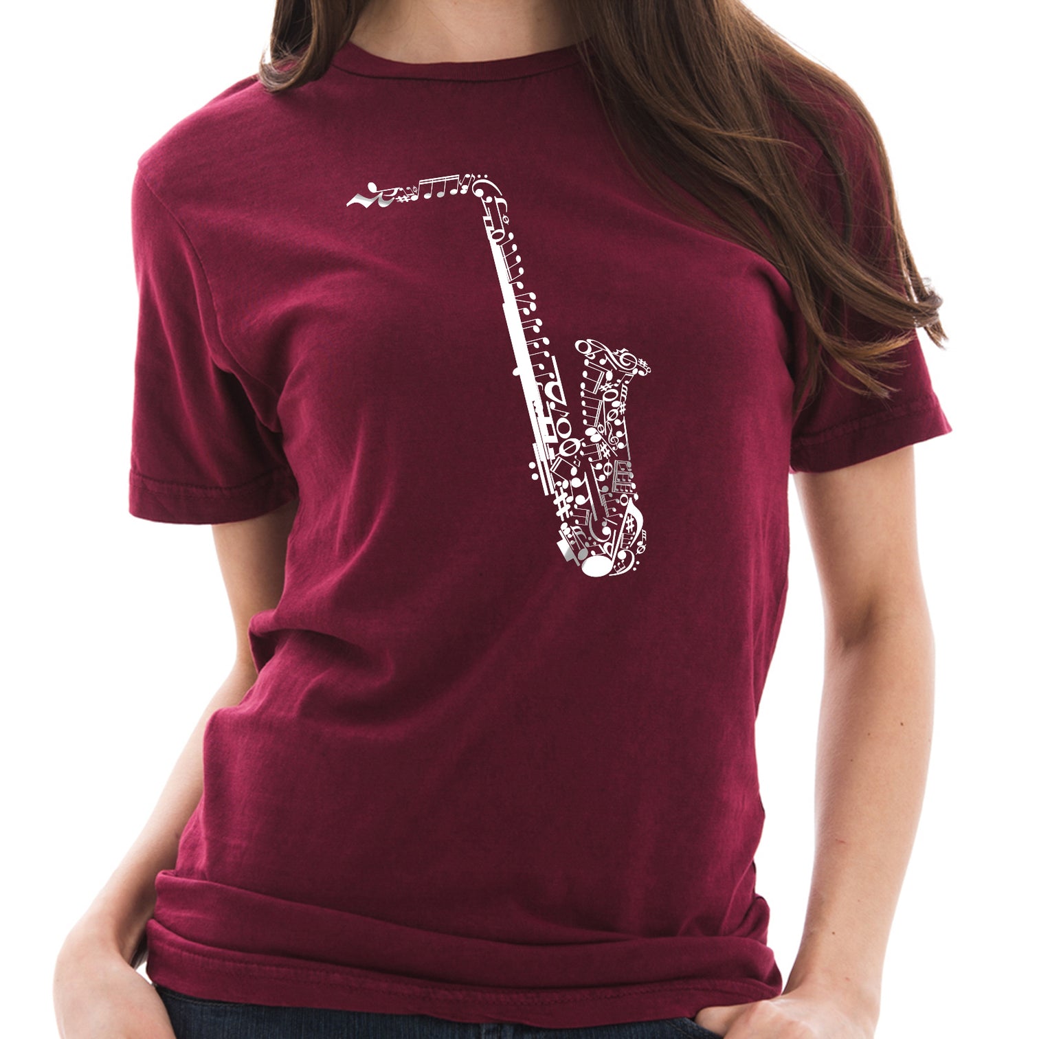 Music Notes Saxophone Unisex Ring Spun Cotton Vintage Short Sleeve ...