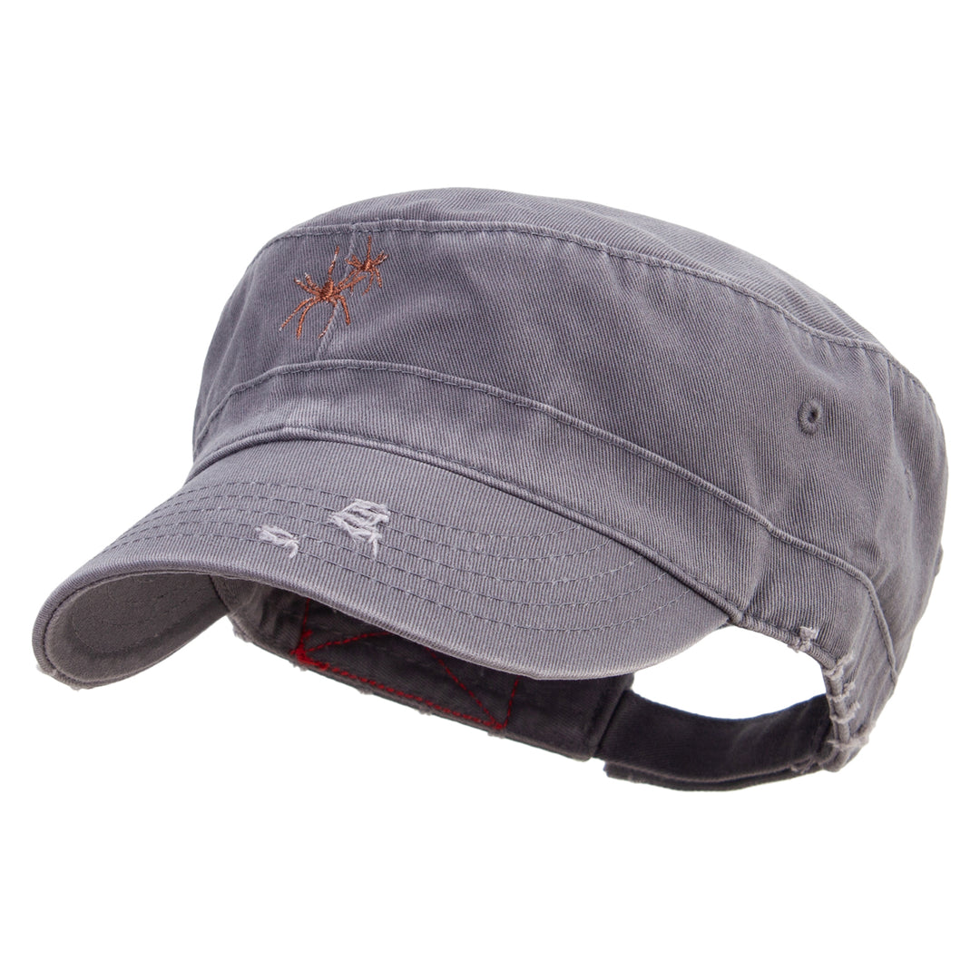 Spiders Illustration Embroidered Enzyme Frayed Solid Army Caps | Animal ...