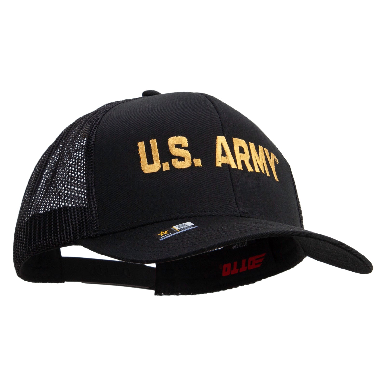 Licensed Golden US Army Embroidered Solid Cotton Twill Mesh Prostyle ...