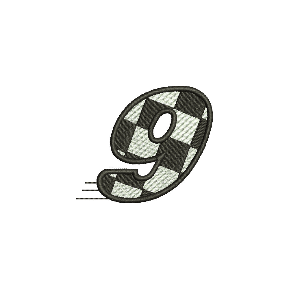 Checkered Flag Numbers - 9 | Number Digitized Embroidery Design ...