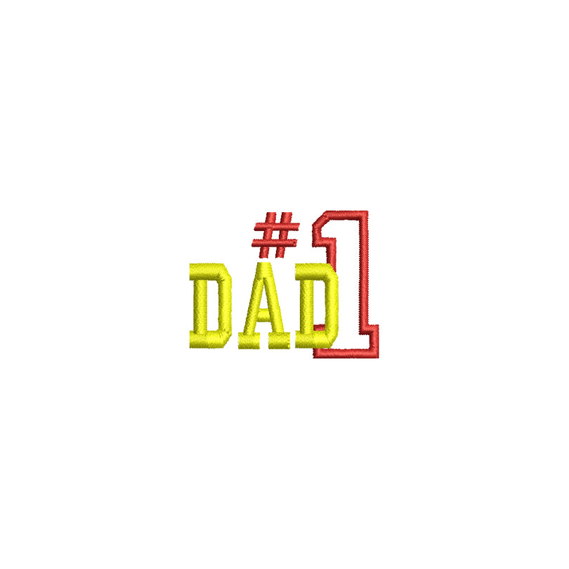 Number 1 Dad Outline Mark | Word Digitized Embroidery Design | e4Hats ...