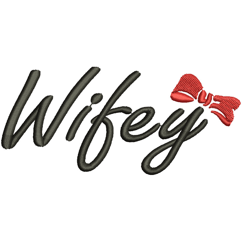 Wifey Ribbon | Word Digitized Embroidery Design | e4Hats – e4Hats.com