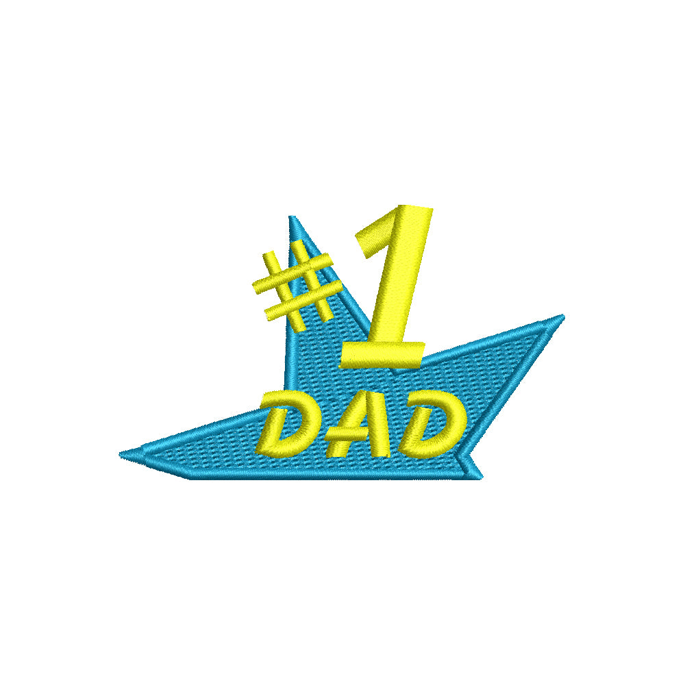 Number 1 Dad Star | Word Digitized Embroidery Design | e4Hats – e4Hats.com