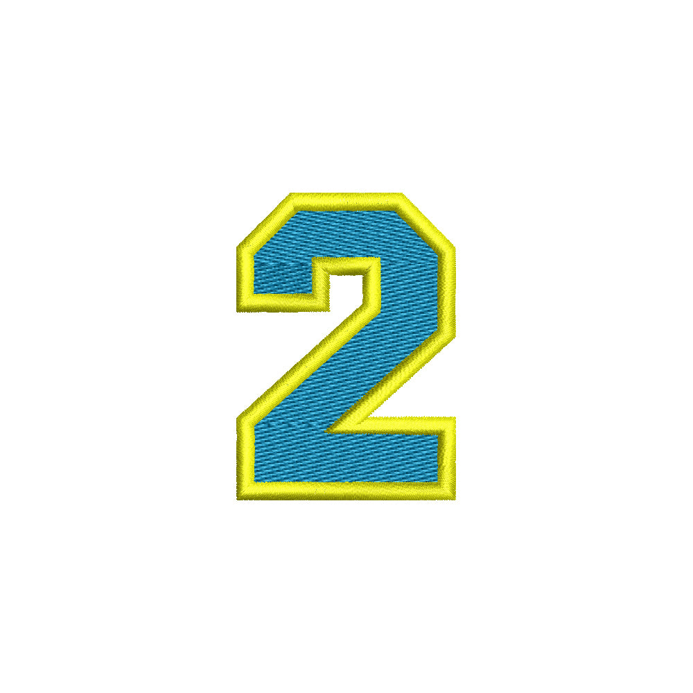 Athletic Number 2 | Number Digitized Embroidery Design | e4Hats ...