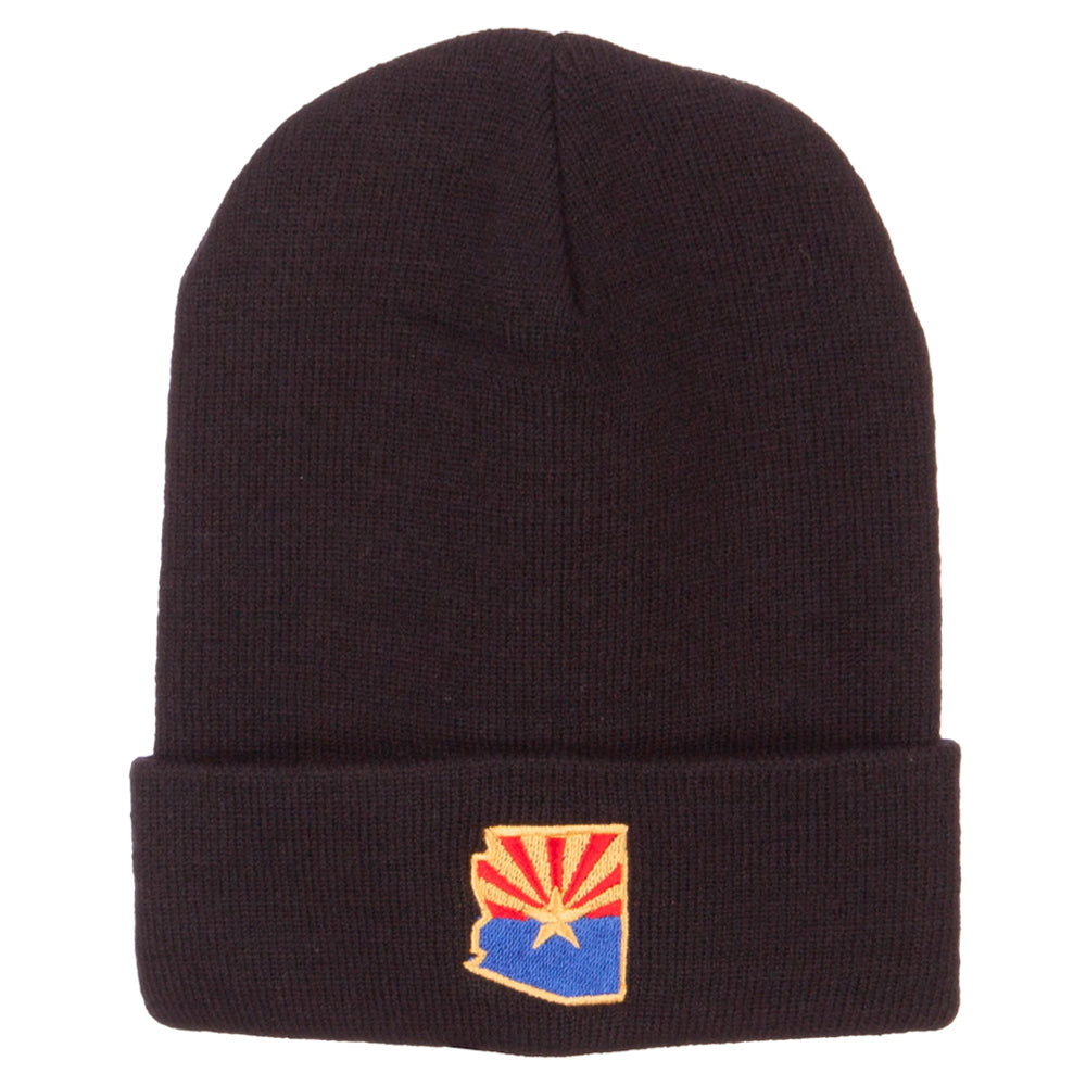 Arizona Flag Map Embroidered Long Beanie | City/State Designed | e4Hats ...