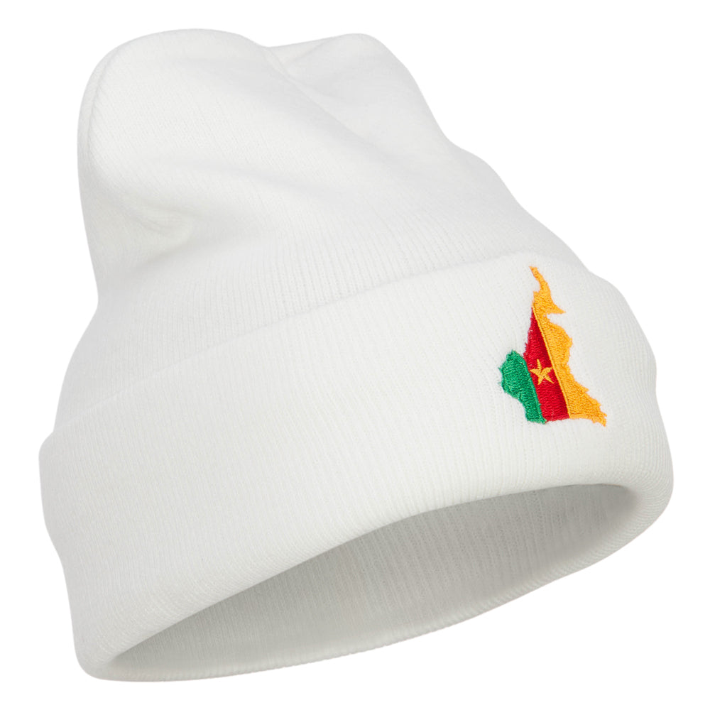 Cameroon Flag Map Embroidered Long Beanie | Foreign Country Designed ...