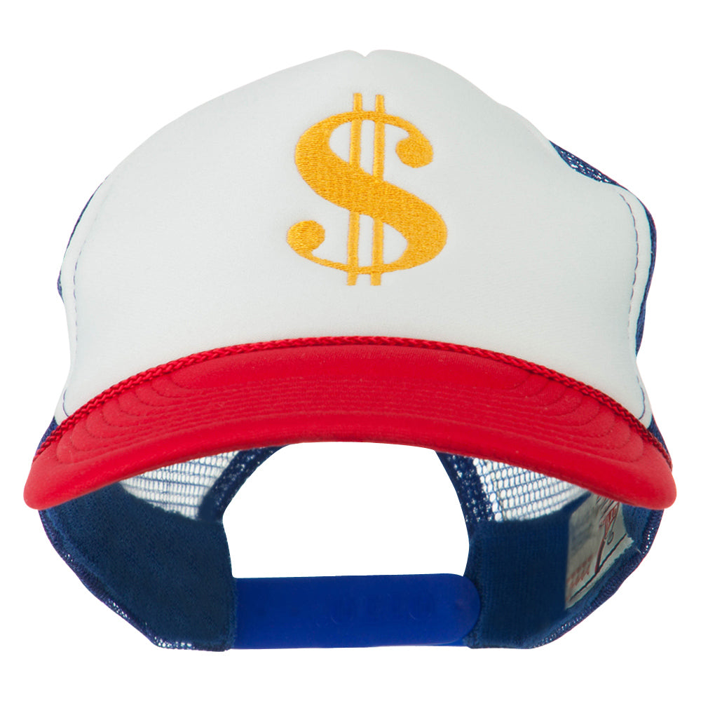 Dollar Sign Logo Embroidered Foam Mesh Back Cap | Symbol Designed ...