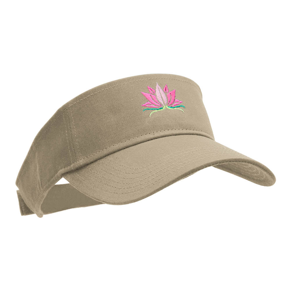Lotus Flower Motif Embroidered Cotton Twill Visor | Symbol Designed ...