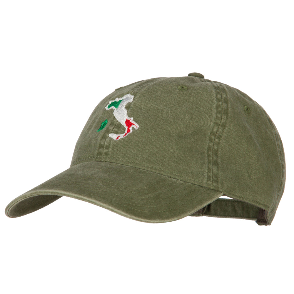Italy Flag Map Embroidered Washed Cotton Twill Cap | Foreign Country ...