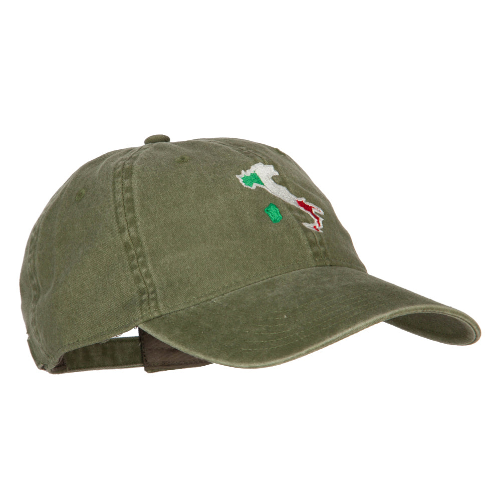 Italy Flag Map Embroidered Washed Cotton Twill Cap | Foreign Country ...