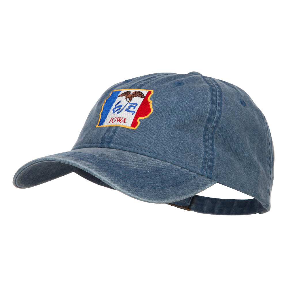 Iowa State Flag Map Embroidered Washed Cap | City/State Designed ...