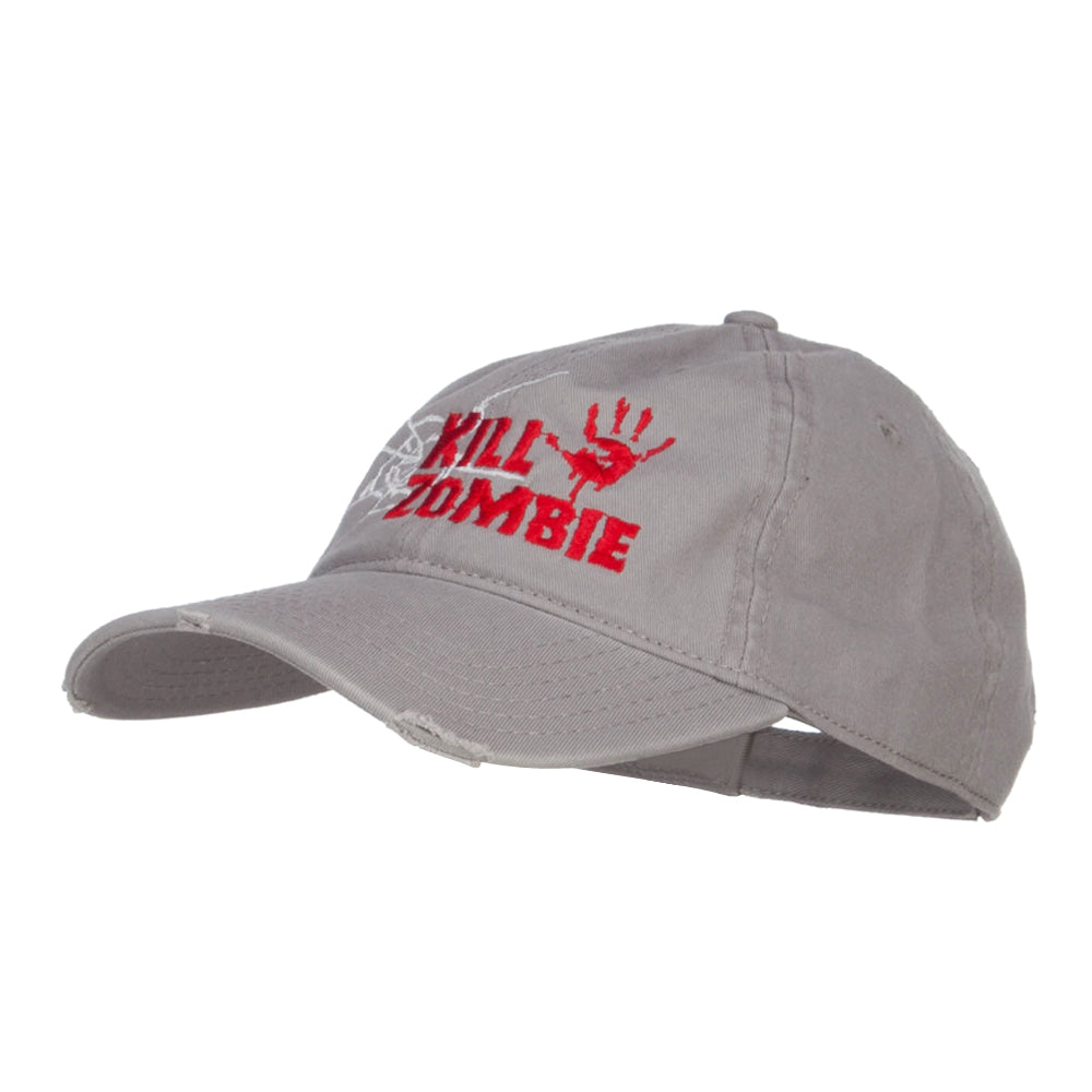 Kill Zombie Embroidered Cotton Frayed Cap | Halloween Designed | e4Hats ...