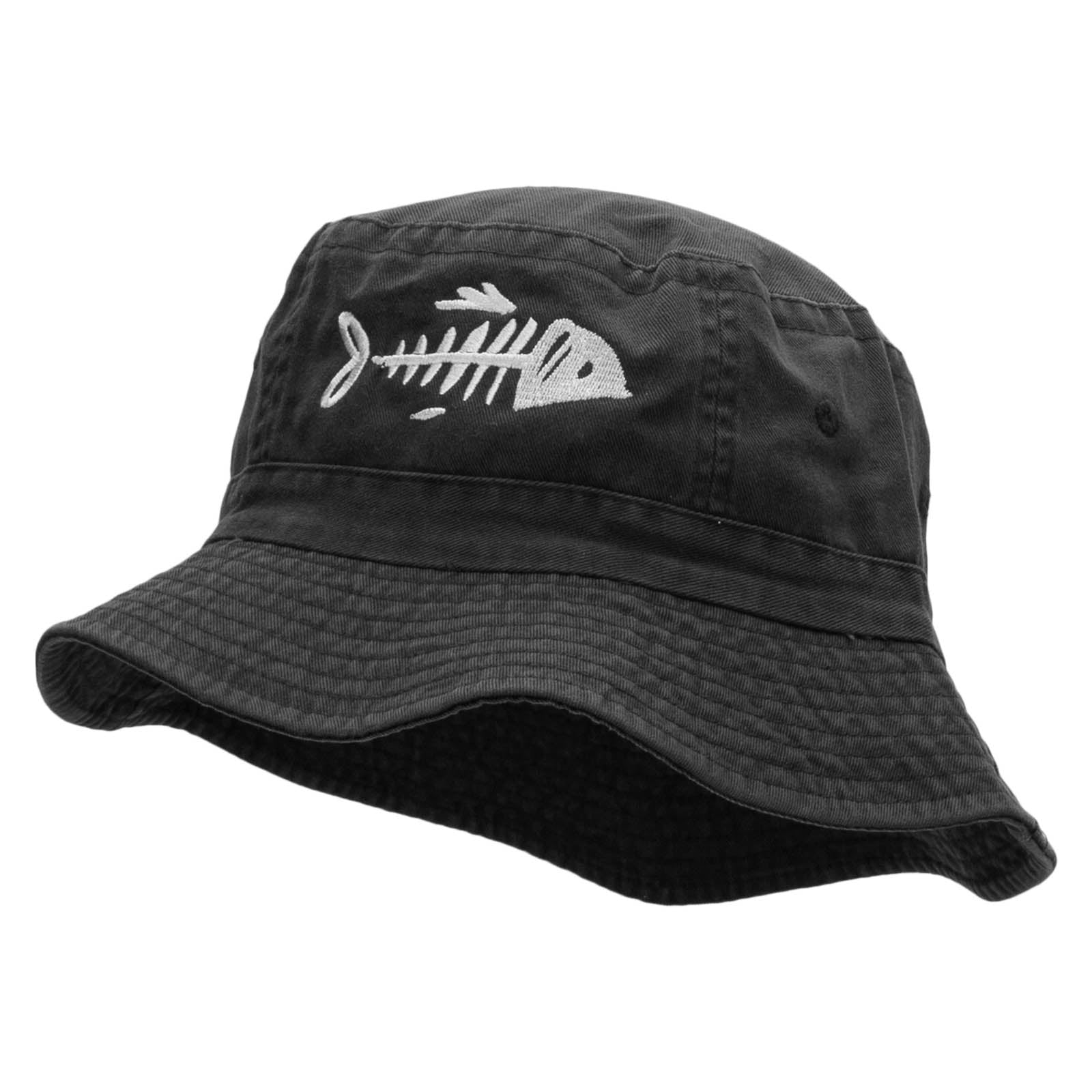 Fish Bone Embroidered Bucket Hat | Leisure Designed | e4Hats – e4Hats.com