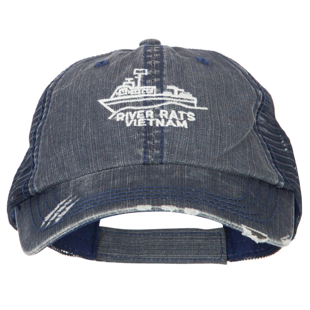 River Rats Vietnam with Riverboat Embroidered Low Mesh Cap | Navy ...