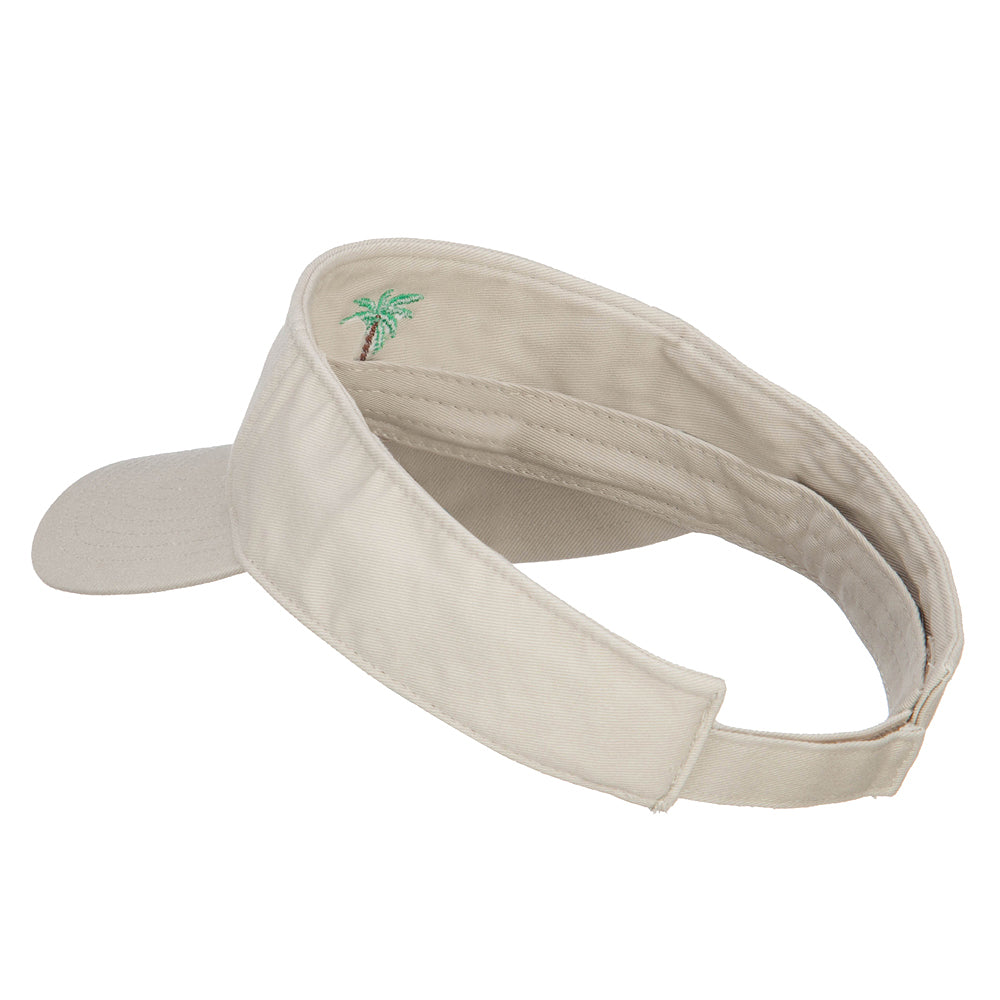 Palm Tree Embroidered Cotton Washed Visor | Mascot Designed | e4Hats ...