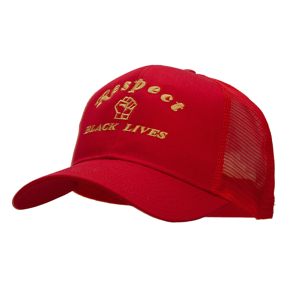 Respect Black Lives Statement Embroidered Cotton Mesh Cap | Phrase ...