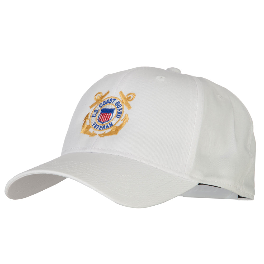 US Coast Guard Veteran Anchors Embroidered Solid Cotton Pro Style Cap ...