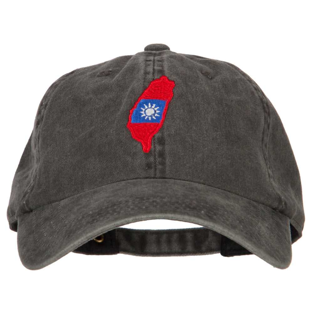 Taiwan Flag Map Embroidered Washed Cotton Twill Cap | Foreign Country ...